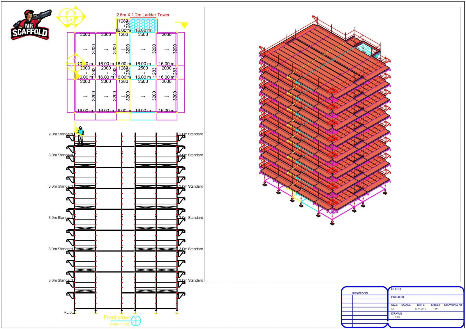 Scaffold drawings a small part of the support | Mr Scaffold 1300 677 223